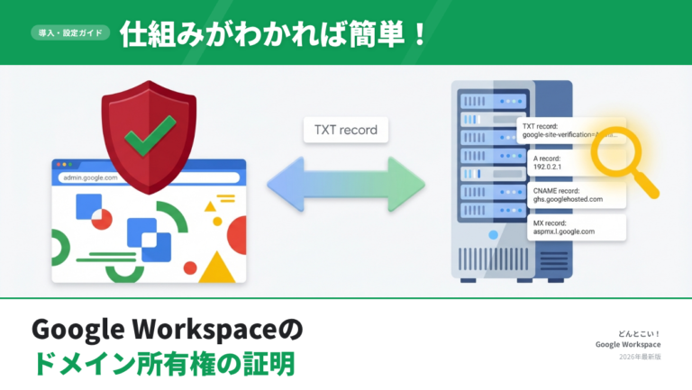 【2026年版】Google Workspaceのドメイン設定｜所有権の証明をわかりやすく解説｜どんとこい！Google Workspace